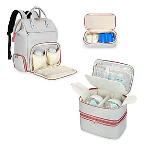 Damero Wearable Breast Pump Bag with Cooler, Compatible with Elvie Breast Pump and Double Layer Breast Pump Carrying Bag with Detachable Design and Waterproof Mat Bundle