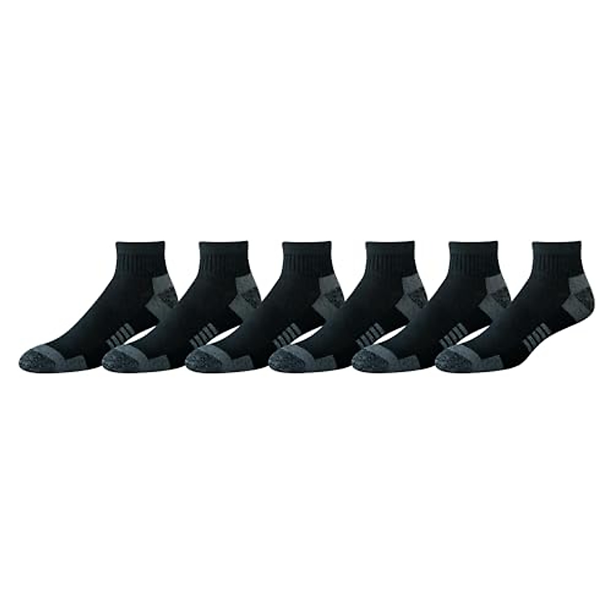 Amazon Essentials Men's Performance Cotton Cushioned Athletic Ankle Socks, 6 Pairs, Black, 12-14