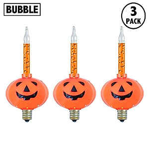 Novelty Lights 3 Light Halloween Pumpkin Bubble Light Replacement Pack, Orange Liquid, 3 Pack