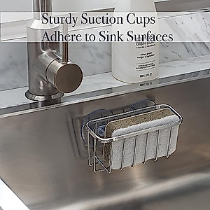 Kitchen Details Suction Cup Mount Sponge Holder | Sink Organizer | Compact Basket | Self-Draining | Chrome