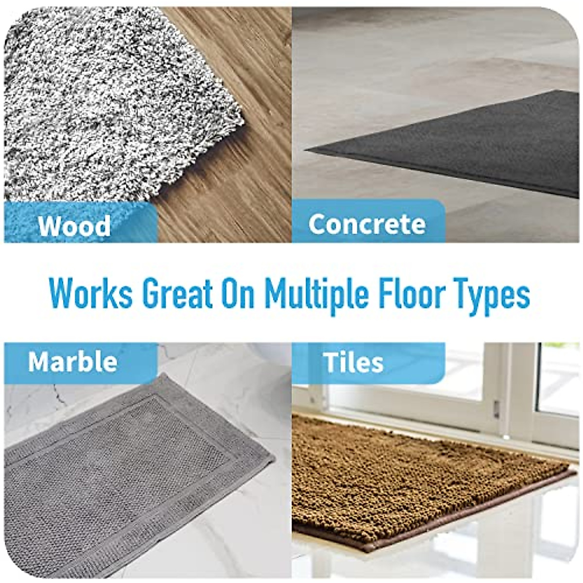 AOKLANT 8 Piece Adhesive Grippers for Rugs, Non-Slip Rug Tape for Hardwood Floors and Tiles, Reusable Washable Carpet Tape, Double Sided Anti Curl Corner Side Gripper