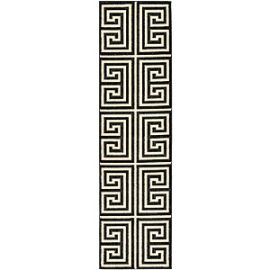Unique Loom Athens Collection Classic Geometric Modern Border Design Area Rug, 2 ft 7 in x 10 ft, Black/Beige