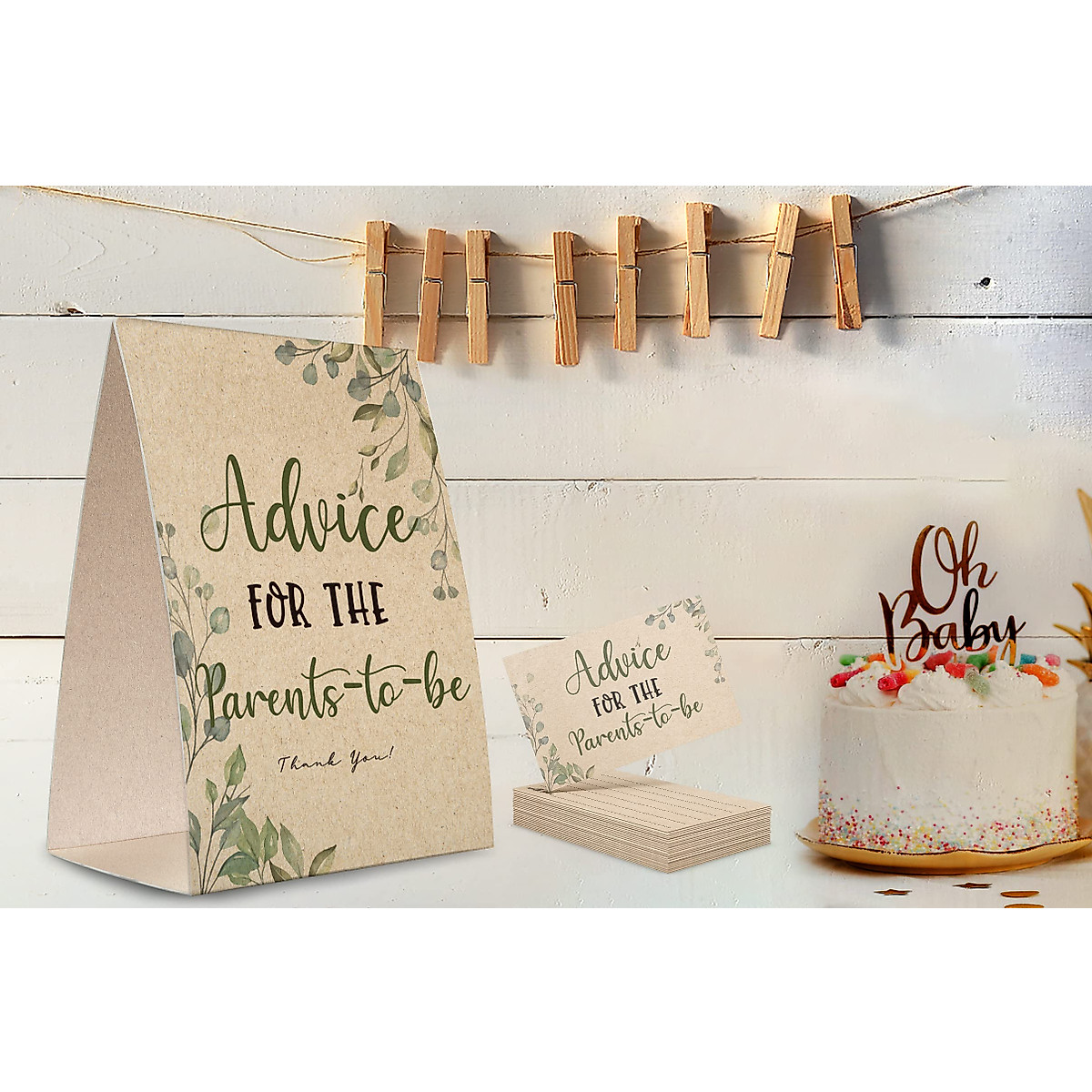 Advice for the Parents-to-Be Sign, Baby Shower Advice Game Kit (1 Standing Sign + 50 Advice Cards), Baby Showers Decorations-NPZAD02