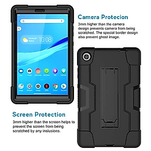 for Lenovo Tab M8 8 Inch Gen 3 2022 Case,Heavy Duty Hybrid Shockproof Full-Body Defender Rugged Protective Case with Stand for Lenovo Tab M8/M8 Smart/M8 HD LTE 8 Inch Tablet(Black/Black)