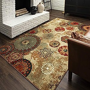 Mohawk Home Alexa Ornamental Floral Medallion 5' x 8' Area Rug - Perfect for Living Room, Dining Room, Office