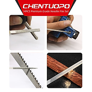 CHENTUOPO Small File Set, Needle Diamond Files 14PCS, 6 Steel Files & 6pcs Jewlers Files for Precision Metal File Work, Wood, Jewelry, Model, DIY and Nearly All Uses. Free Bonus: Cutter