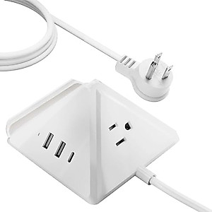 Ceptics USB Power Strip - Small & Compact - Travel Size - Grounded Dual USB + USB-C - 3 USA Outlets Input - Powerful 21W Max Total - Desk Charging Hub Station