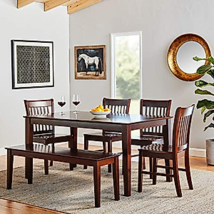 East West Furniture CANO6C-MAH-W Dining Table Set, 6-Piece