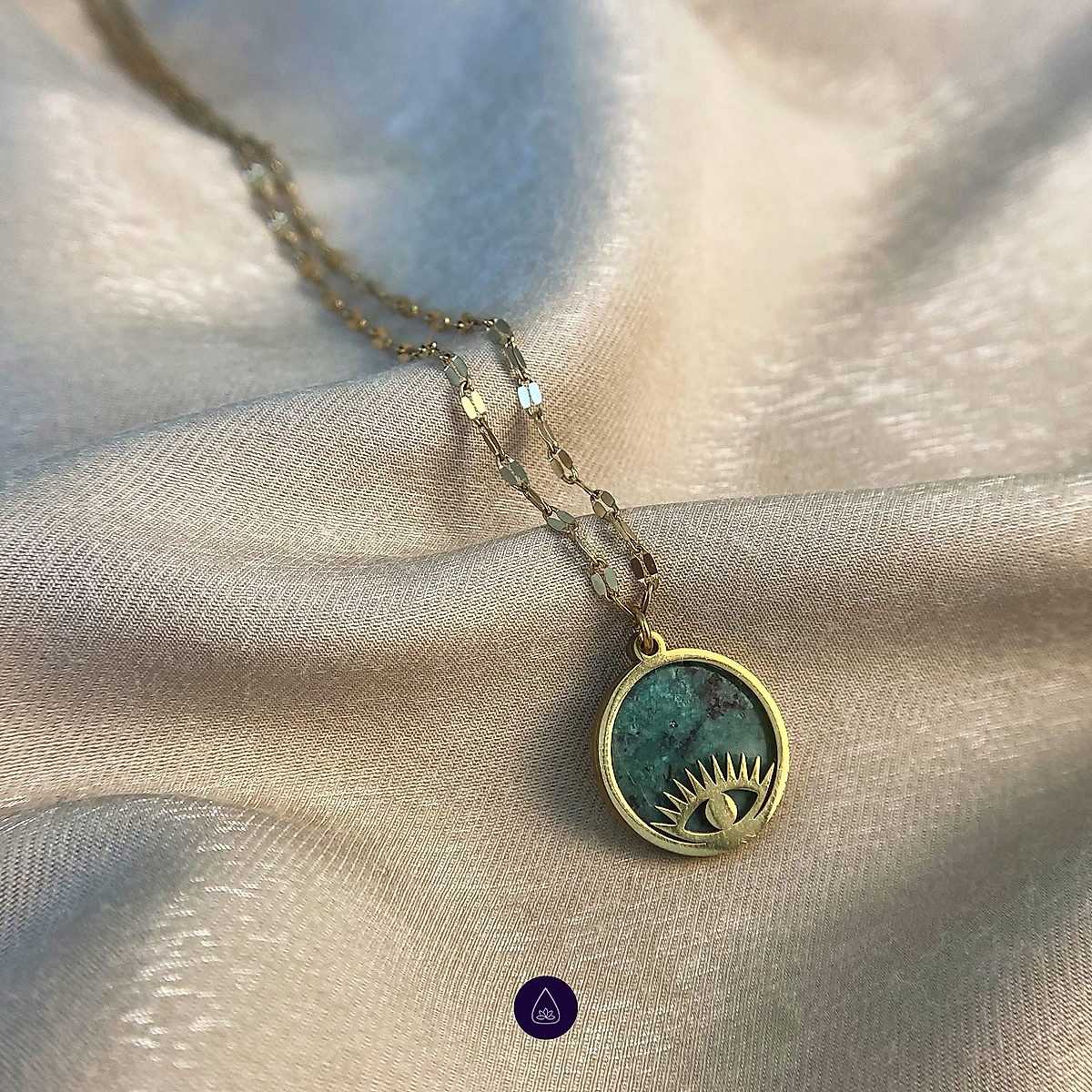 Evil Eye Necklace Gold 18k Turquoise Crystal Necklace for Protection Luxury Turquoise Pendant Natural Crystal Jewelry