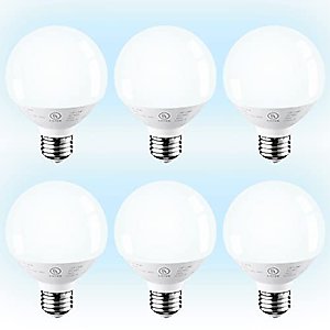 TORCHSTAR G25 LED Globe Bulb, for Bathroom Vanity or Mirror, 40W Equivalent 6W, Dimmable 450 LM Globe LED Light Bulbs, 5000K Daylight, E26 Base, UL & Energy Star Listed, Pack of 6