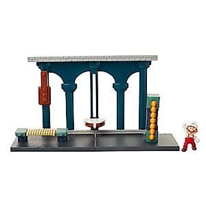 Nintendo Super Mario Lava Castle Deluxe Play Set, Includes: 2.5” Fire Mario Figure & Mechanical Features, Spinning Fireballs Tower, Swinging Pendulum, Bone Lift & Bridge