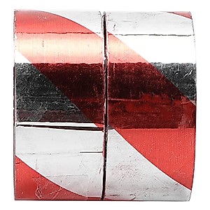 Hztyyier Reflective Scare Tape, Bird Scare Ribbon Thick Reflective Bird ​Deterrent Tape Garden Orchard Accessories Reflective Scare Birds Tape for Scare Birds Away(2 Pieces of red Silver, 100m)