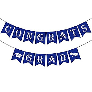 2023 Congrats Grad Graduation Banner with Graduation Cap Sign(Assembled) Class of 2023 Graduation Party Supplies Congratulation Grad Garland to Celebrate the Graduation