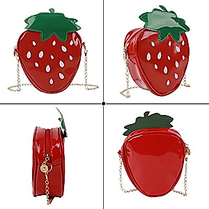 Goclothod Fruit Strawberry Shaped Purse Cute Leather Shoulder Bag Mini Tote Cross Body Bag