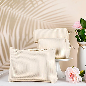 Talltalk 3 Pcs Cosmetic Makeup Bag for Women Portable Travel Toiletry Cosmetic Pouch Cute Bag Accessories Brushes Storage Organizer for Daily Use, 3 Sizes(Pu Leather,Elegant)