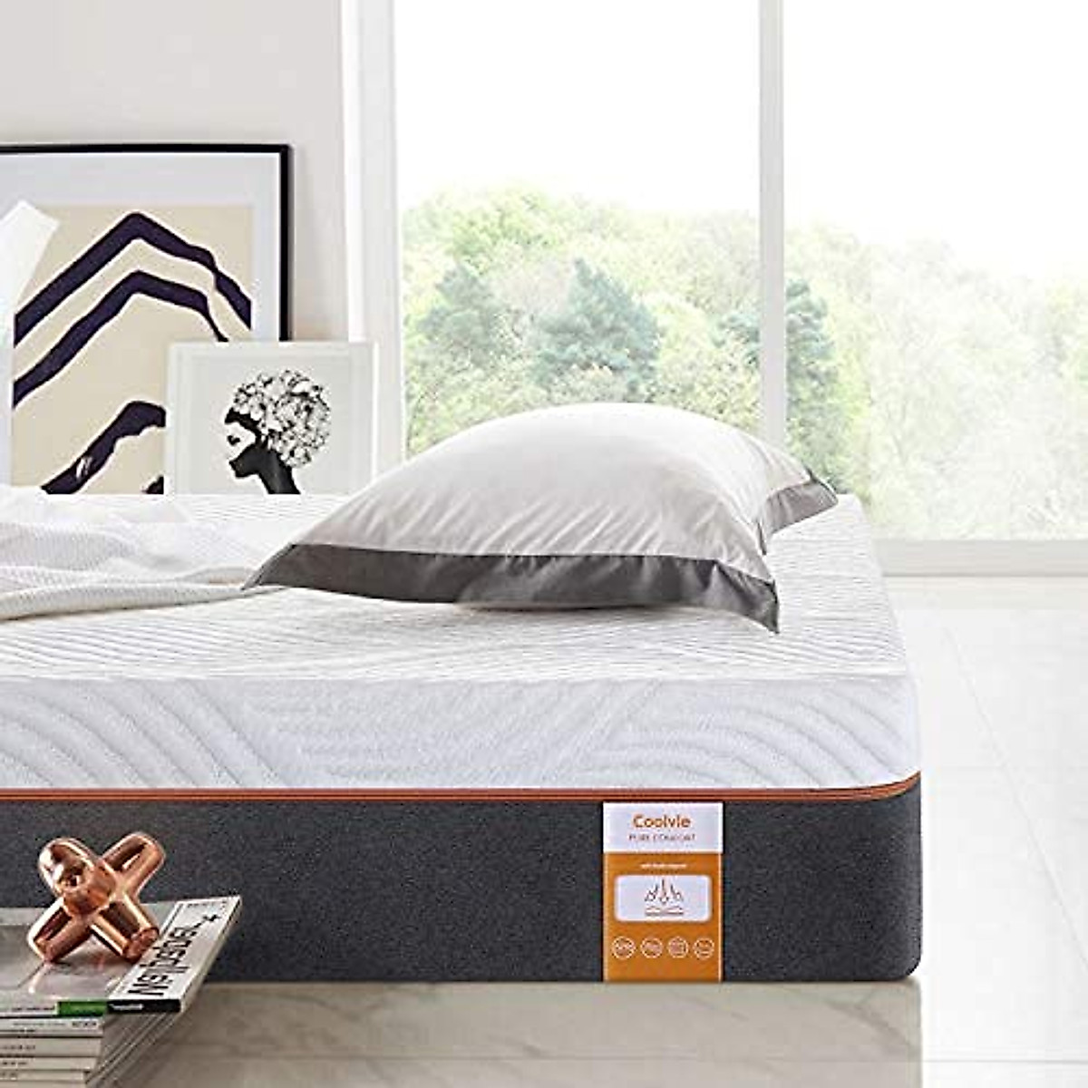 Coolvie Twin XL Mattress, 10 Inch Memory Foam and Innerspring Hybrid Mattress in a Box, Individually Pocket Spring with Multi Layer Comfy Cool Memory Foam, CertiPUR-US Certified, 100 Night Trial