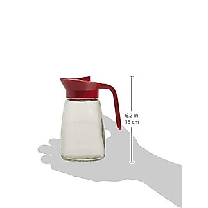 GoodCook 12 oz. Glass Syrup Dispenser with Lid, Clear/Red
