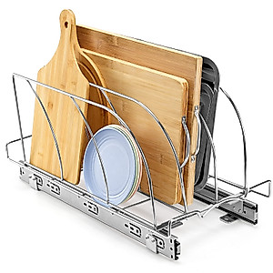 ThyLove Pull Out Cutting Board Organizer for Cabinet, Slide Out Baking Sheet Rack Storage Under Kitchen Cabinet for Pantry Cookie Sheet Bakeware and Tray 10" Wide x 22" Deep (20.87"D x 10"W x 10"H)