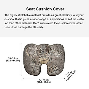 Retro Style Coffee Time Lettering on Vintage Background Memory Foam Seat Cushion Cover Stretch Removable Washable U Shaped Seat Cushion Cover for Home Office Car 17 x 14 x 2.2inch