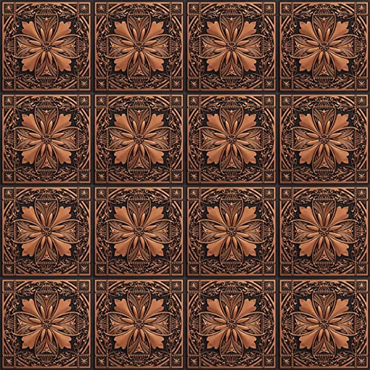 From Plain To Beautiful In Hours 337ac-24x24-25 Helena PVC 2' x 2' Lay-in or Glue-up Ceiling Tile (Covers / 100 sq.ft), Antique Copper, 25