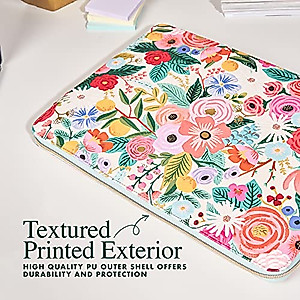 Rifle Paper Co. Laptop Sleeve 14” - Laptop Carrying Case with Padded Exterior, Satin Interior, Metallic Zipper - Floral Laptop Bag For MacBook Pro/Air M2 13 inch, HP, Asus, Dell - Garden Party Blush
