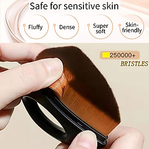 Foundation Makeup Brush,FRX Flat Top Foundation Brush,High Density Seamless Kabuki Face Brush Multifunctional for Blending Liquid, Cream or Flawless Powder Cosmetics (Black)