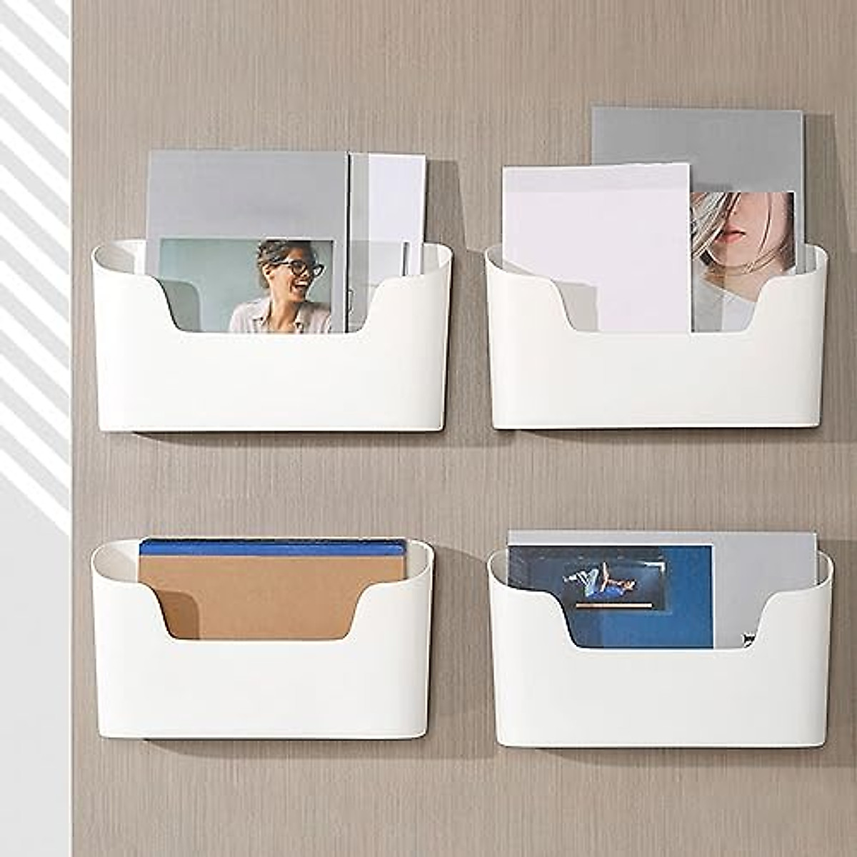 YESBAY Wall Mount Organizer Rack Wall Storage Box Floating Shelves Multi-Purpose Self-Adhesive Storage Box Sturdy Reusable Organizer for Doors Walls Refrigerators Bathroom Kitchen White