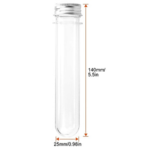 30 Pack 45 ML Plastic Test Tubes with Caps, Clear Bath Salt Tubes, Gumball Candy Container, Candy Storage Vials for Party Favors Science Experiment Home Décor(25x140mm)