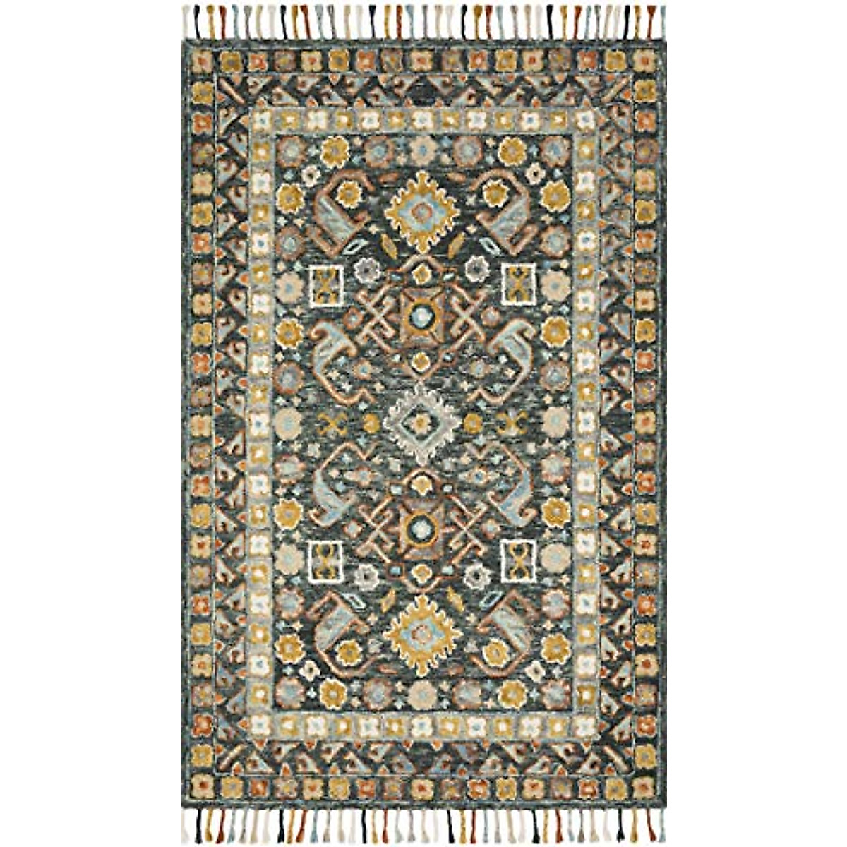 Loloi II Elka Collection ELK-03 Denim/Multi, Transitional 7'-9" x 9'-9" Area Rug