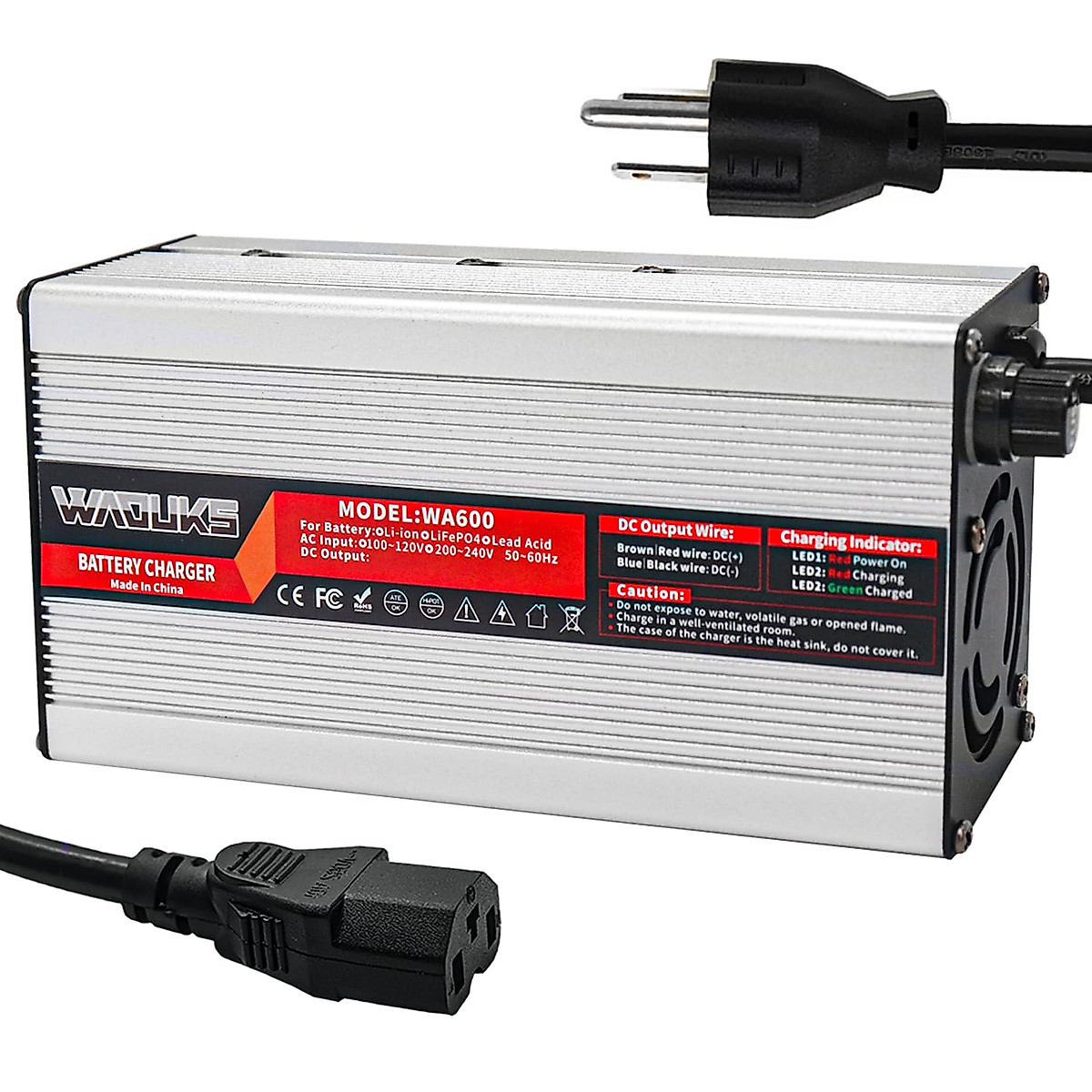 WAOUKS 72V 6A Charger 72V 82.8V Lead Acid Battery Charger DC Plug 3pin C13 N+L- Used for 72V Lead Acid AGM Gel VRLA OPZV Battery Full Charged 72V Smart Charger