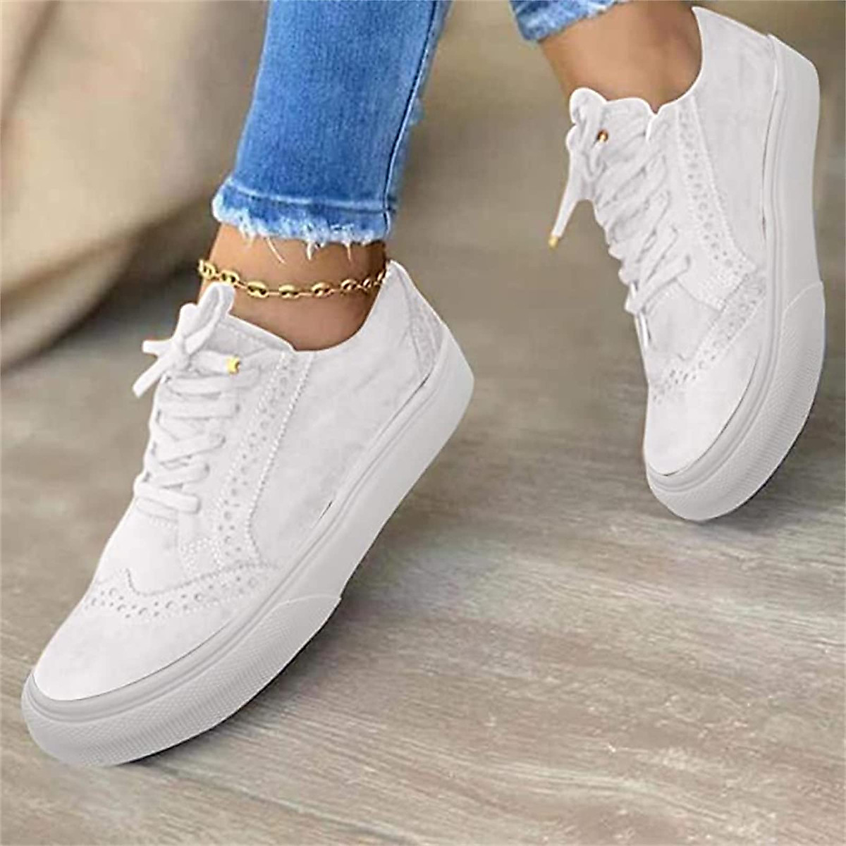 Sneakers For Women Black Women Fashion Sneakers Breathable Casual Comfortable Lightweight Walking Shoes Lace Up Low Top Slip On Platform Flats Loafers