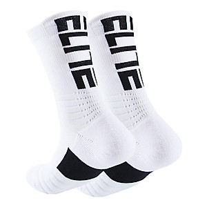 DRASEX Men's Cushioned Athletic Crew Socks 4 Pack Elite Basketball Compression Sport Running Hiking Socks
