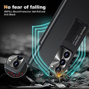 for Samsung Z-Fold-5 Case: Genuine Leather Galaxy Fold 5 Kickstand Case [Hinge Protection][Screen Protector] Skin Felling- Durable Shockproof Protective Phone Cover for Galaxy Fold 5 2023