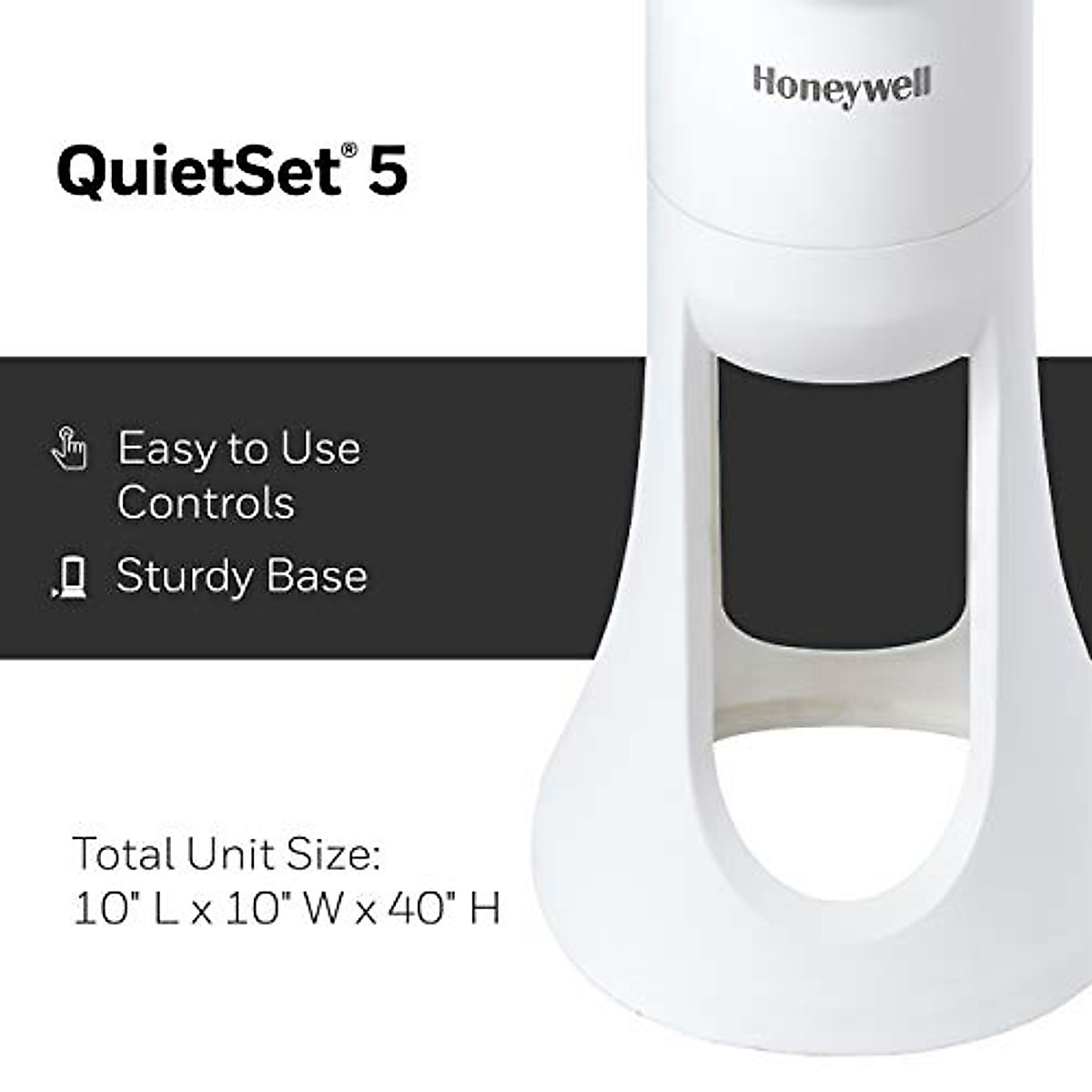 Honeywell HYF260 Quiet Set Whole Room Tower Fan, White
