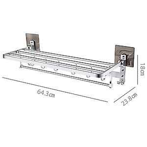 Bathroom Towel Rack,Hanging Over The Kitchen Cupboard Door,with Double Towel Bars and Multiple Hooks,Solid Aluminum Alloy Matte Finish(Towel Rack only)