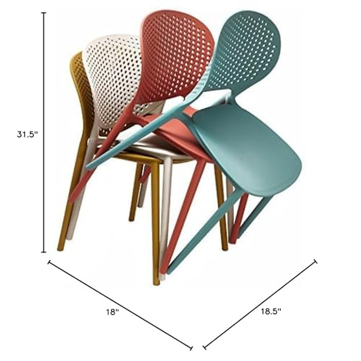 2xhome Set of 4 Modern Pool Patio Chairs, Stackable Dining Side Chairs for Indoor Outdoor Kitchen Living Room Restaurant, Black