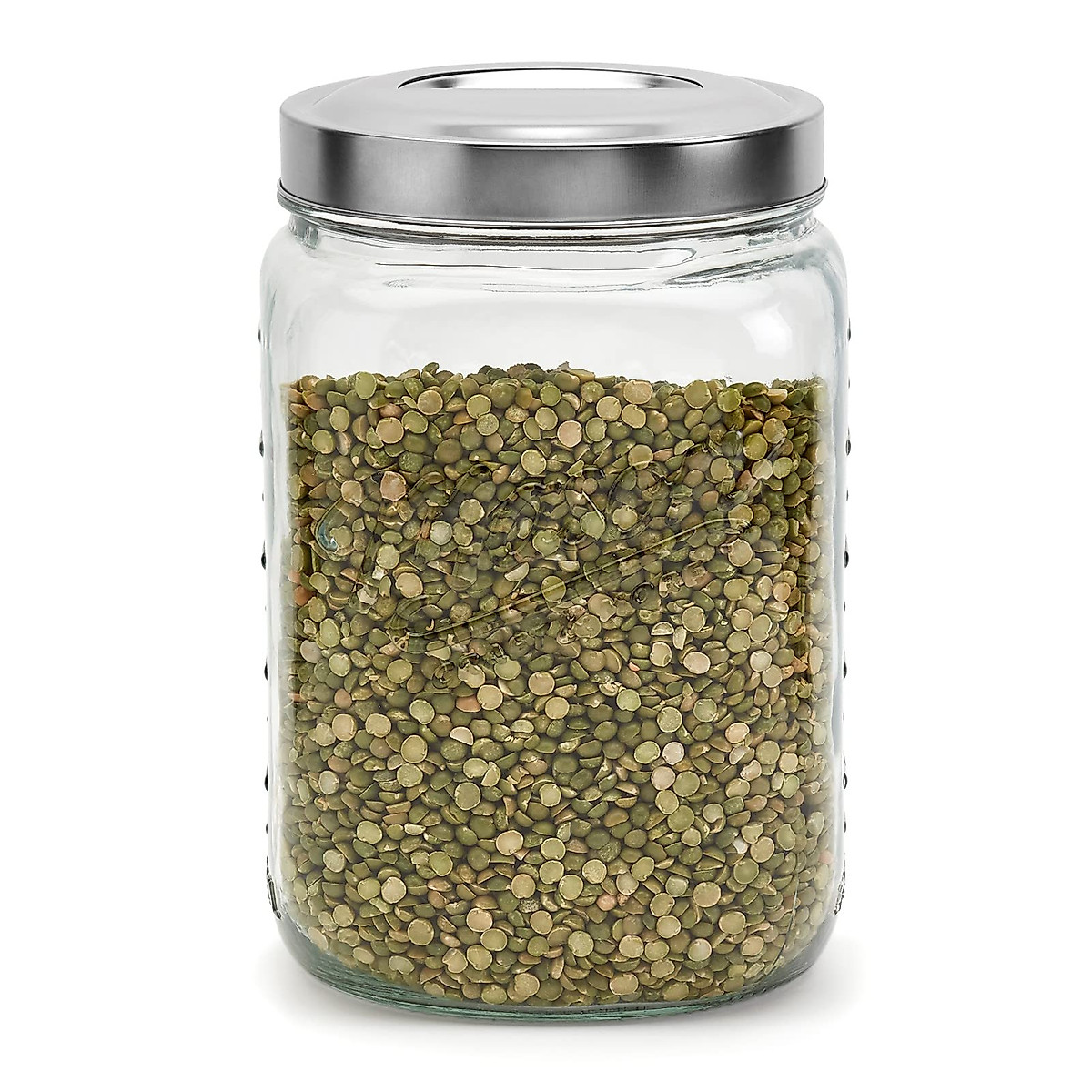 Mason Craft & More Airtight Kitchen Food Storage Clear Glass Pop Up Lid Canister, Large 3.6 Liter Pop Up Canister