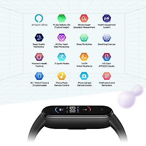 Certified Refurbished Amazfit Band 5 Activity Fitness Tracker with Alexa Built-in, 15-Day Battery Life, Blood Oxygen, Heart Rate, Sleep & Stress Monitoring, 5 ATM Water Resistant, Black