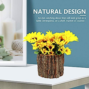 Cabilock Bonsai Pot Wood Flower Container Bark Flower Pot Small Wooden Bucket Barrel Planters Rustic Flower Planters for Indoor Home Decor Small Plants Holder 12x12x10cm Pots for Succulents
