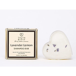 Truth & Love Beauty Lavender Lemon Shampoo Bar for Limp Oily Hair - Sustainable, Plastic Free, Eco-Friendly, Cruelty Free, Organic Natural Ingredients, Zero Waste. 3oz
