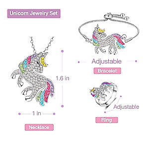 Unicorn Princess Dress Up Clothes for Little Girls – Costume, Jewelry and Headband (4-5 Years, Unicorn Princess 5C)