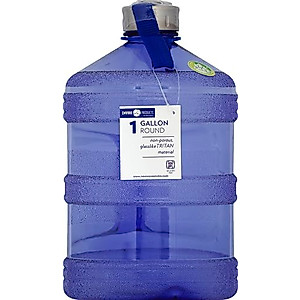 New Wave Enviro Iconic 1 Gallon BPA Free Water Bottle (Round), Built in Handle and Stainless Steel Cap, 1 Gallon Capacity Bottle, Faint Blue