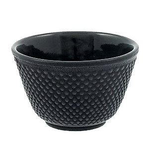 Rluii Japanese Cast Iron Tea Cup Teacup/Black Hobnail （2pcs）