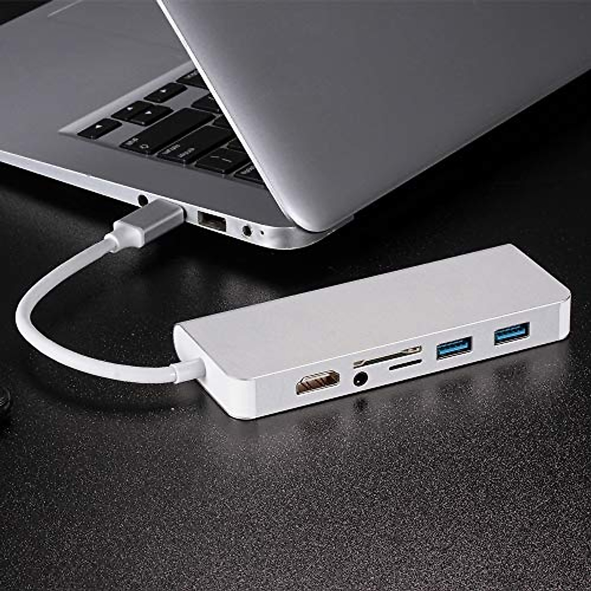 Leya-US Spare Part Type-c Turn hdmi Gigabit Network Card Multi-Function Converter HDMI+RJ45+PD+Audio+USB3.02+SD+TF Eight-in-one Expansion Dock Multi-Function HUB (Color : Silver Gray)