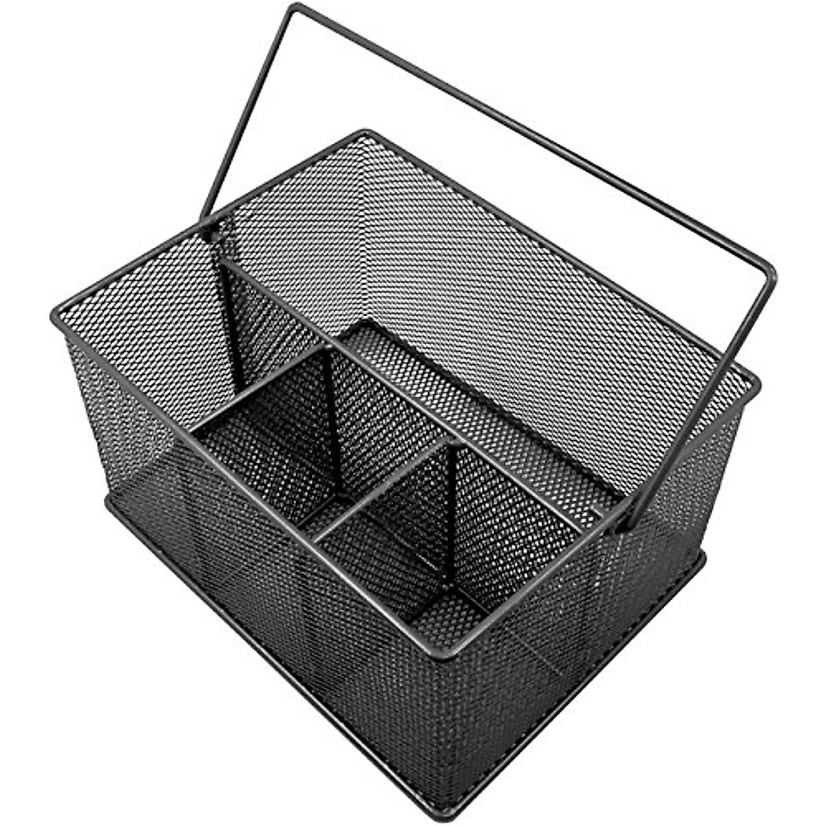 Sorbus® Utensil Caddy — Silverware, Napkin Holder, and Condiment Organizer — Multi-Purpose Steel Mesh Caddy—Ideal for Kitchen, Dining, Entertaining, Tailgating, Picnics, and Much More (Black)