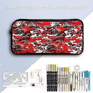 DTCCET 3PCS Classic Red Camo Backpack Set, Lightweight Camo Daypack 3D Printed Laptop Bag with Lunch Bags, Stylish Shoulders Backpack with Multiple Pockets(Red Camo)