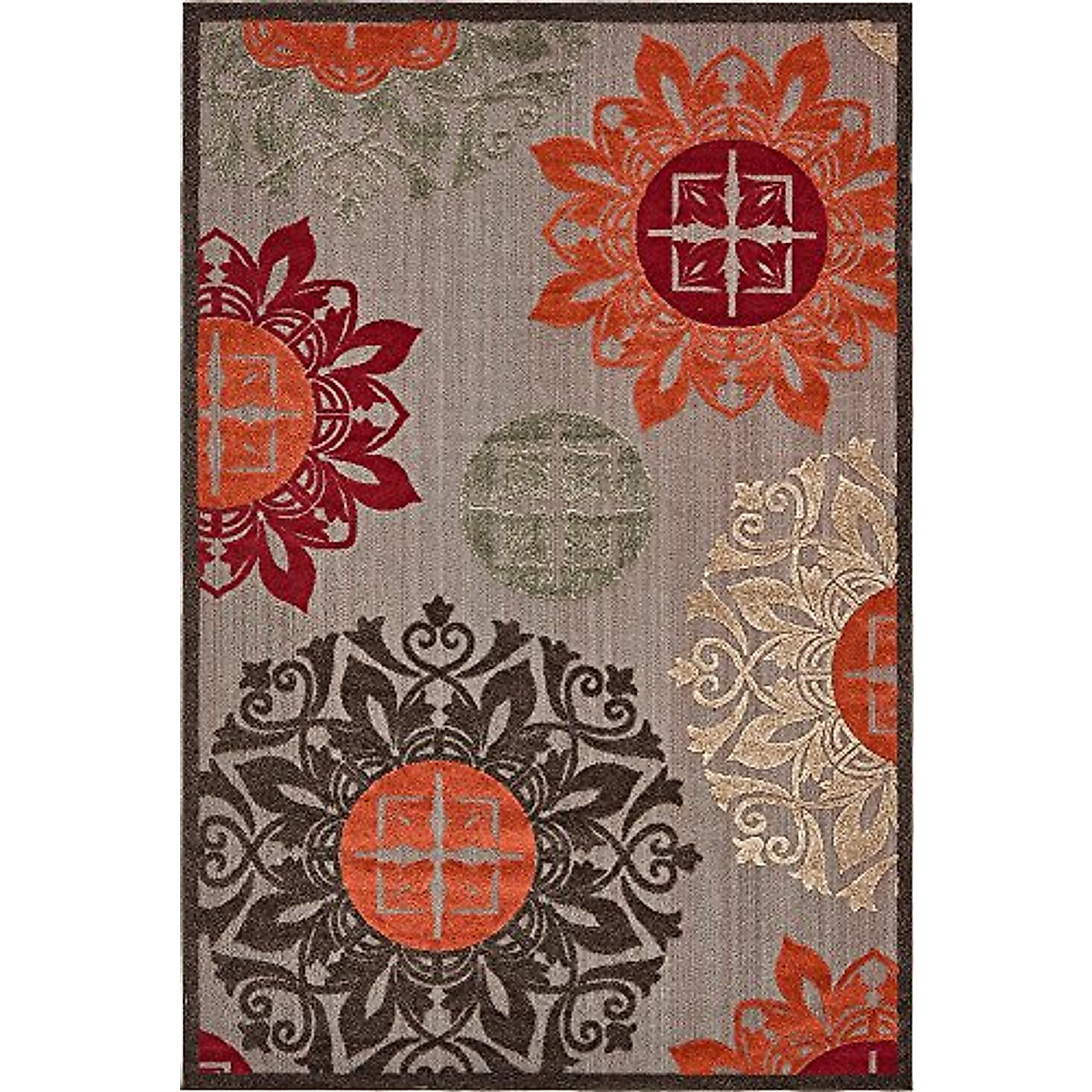 Unique Loom Outdoor Modern Collection Area Rug - Chicago (6&#039; 1&quot; x 9&#039; Rectangle, Brown/ Orange)