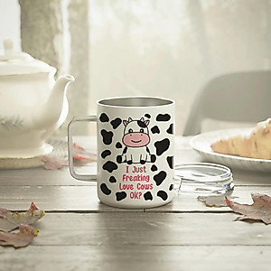 Hyturtle Funny Cow Gifts: Cow Print Stainless Steel 12oz Coffee Tumbler - Perfect For Cow Lovers, Birthday & Christmas Gifts
