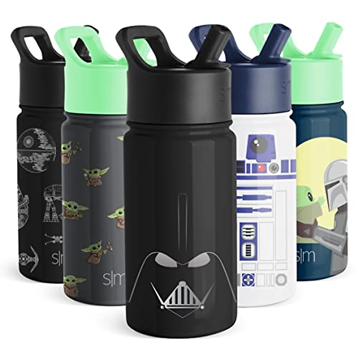 Simple Modern Star Wars Darth Vader Kids Water Bottle with Straw Lid | Insulated Stainless Steel Reusable Tumbler Gifts for School, Toddlers, Boys | Summit Collection | 14oz, Darth Vader