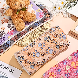 5 Pcs Guinea Pig Bed Mat Cute Cats Paw Print Blanket Bed for Small Animal Winter Soft Plush Bunny Dog Cat Bed Thickened Washable Reversible Fleece Crate Bed Mat Hamster Bedding (21 x 14 Inch)